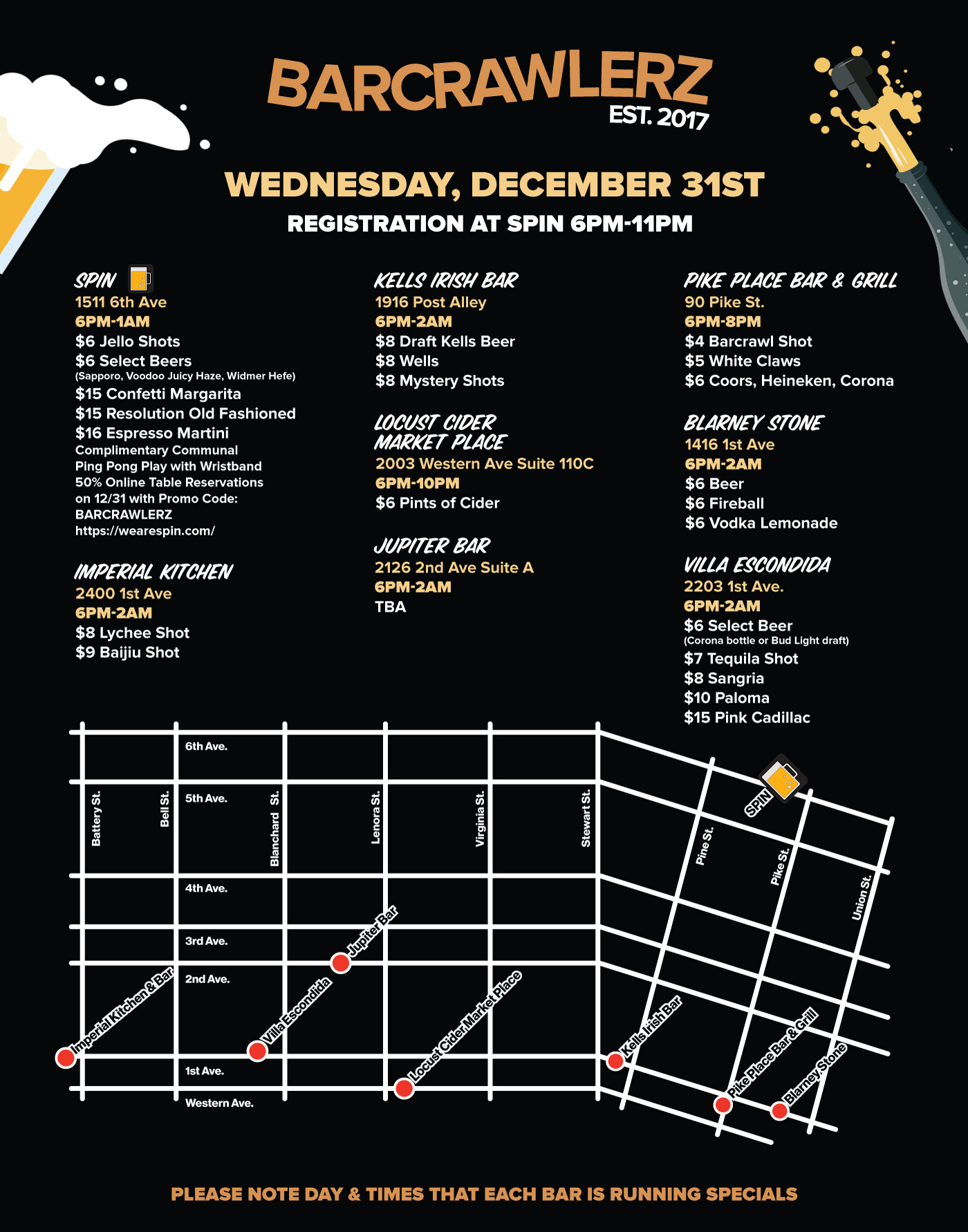 Crawl 'Til The Ball Falls: NYE Bar Crawl 2026 - Seattle